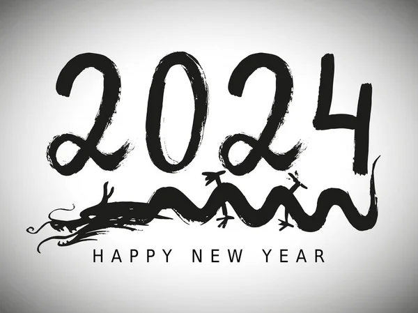 Šťastný Nový Rok 2024 Vektorová Ilustrace Minimalistický Design Módní ...