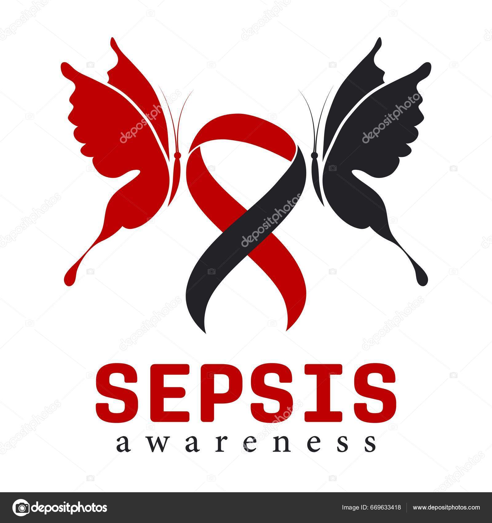 Sepsis Awareness Ribbon Health Care Prevention Ribbon Butterflies ...