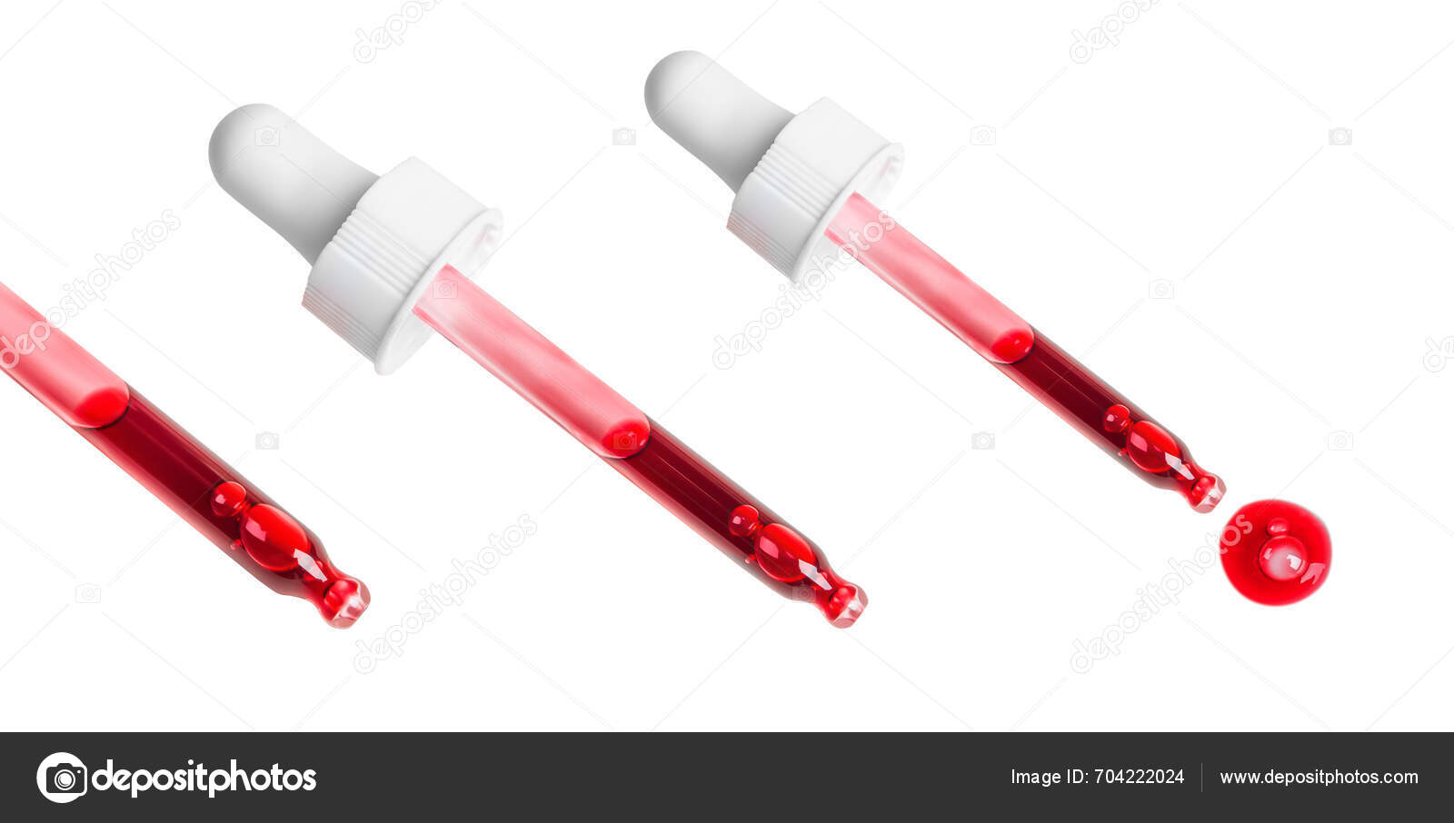 Set Pipette Red Liquid Acids Serum Blank Background — Stock Photo ...