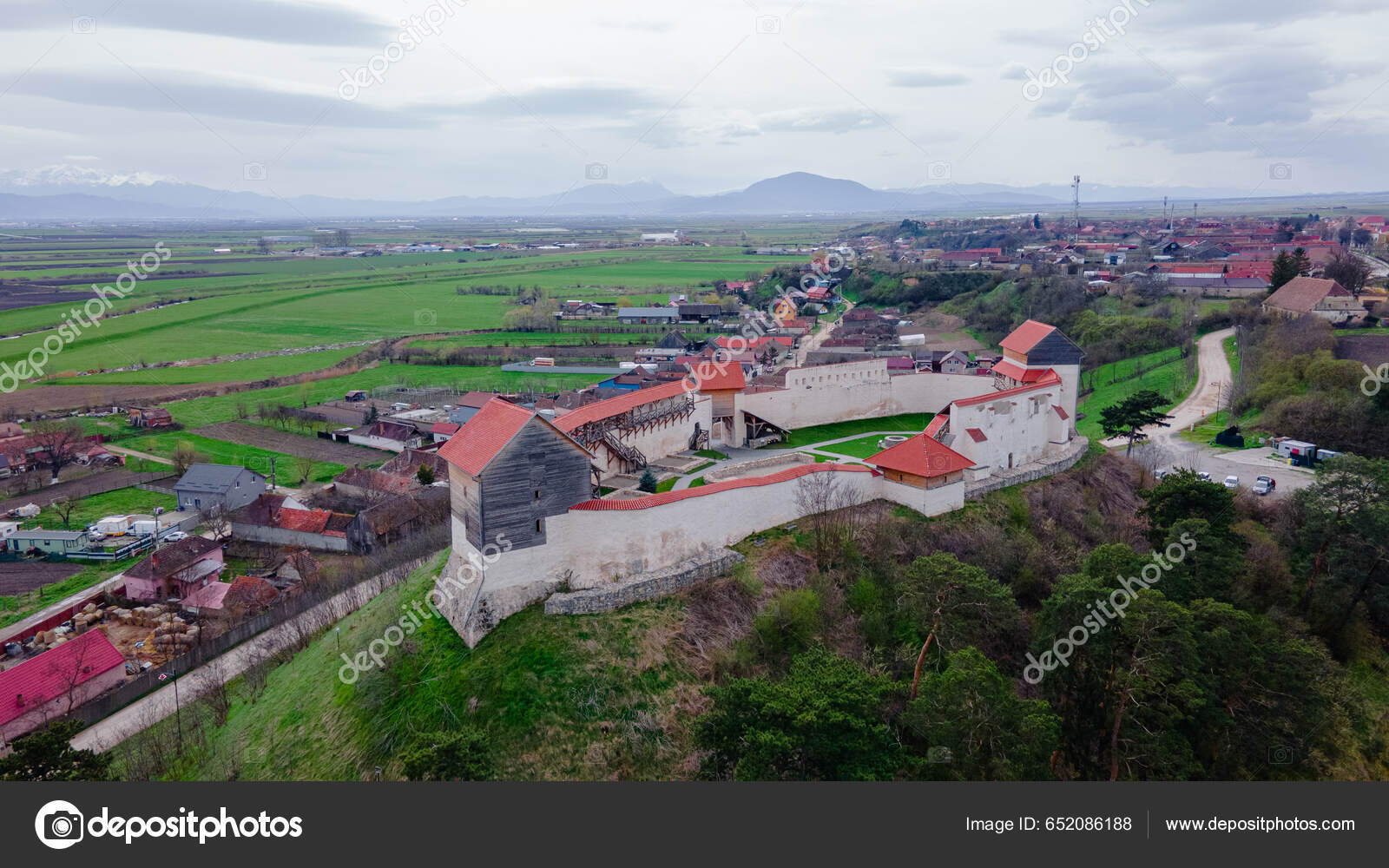 Aerial Photography Feldioara Medieval Outpost Located Brasov County ...