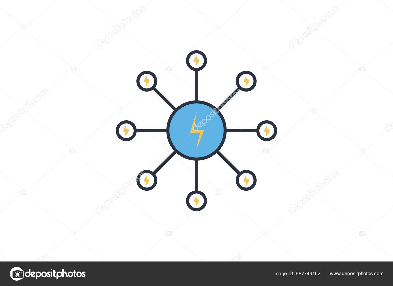 Smart Grid Icon Grid Interconnected Energy Sources Icon Related ...