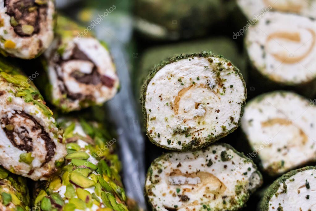 Delicia turca o lokum, el halgoum es una familia de dulces con almidón ...