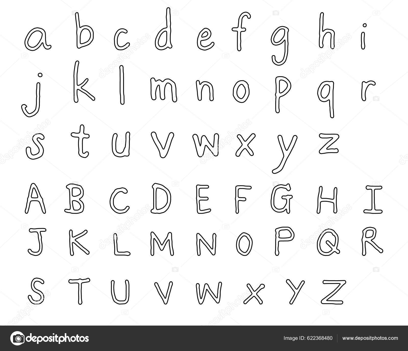 Delinear Letras Pequeñas Alfabeto Dibujado Mano vector, gráfico ...