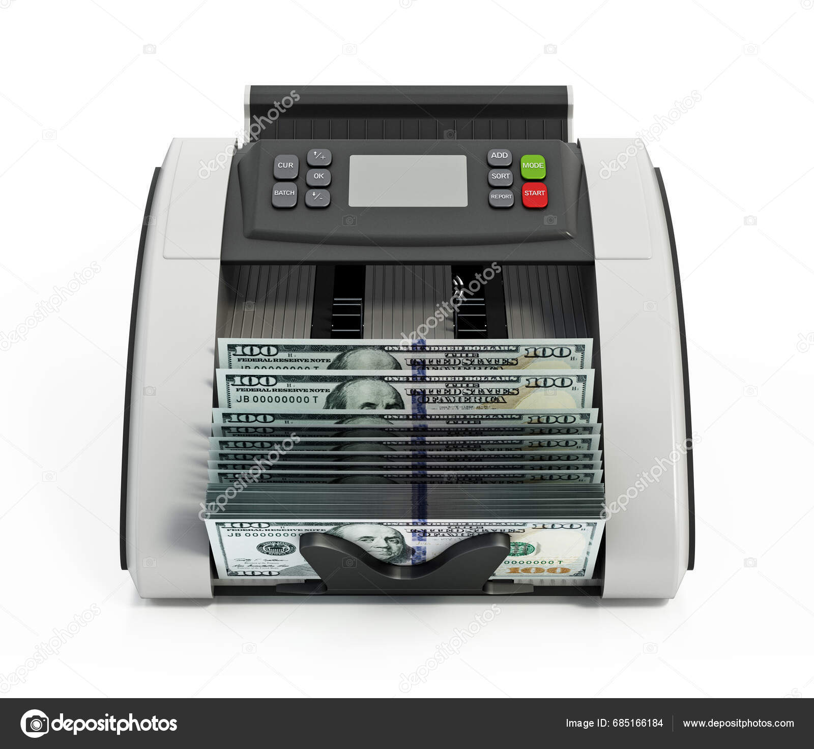 Money Counter Machine 100 Dollar Bills Isolated White Background ...