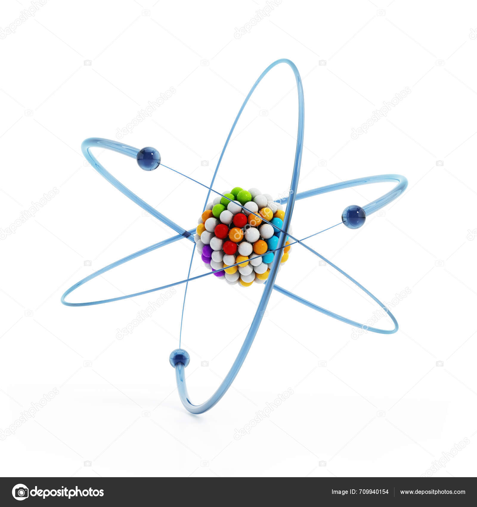 Modelo Átomo Con Electrones Orbitales Aislados Sobre Fondo Blanco ...