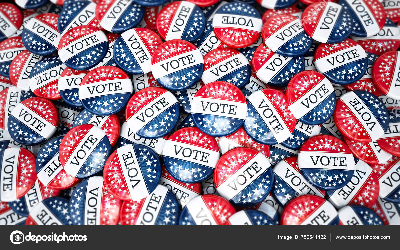 Large Stack Vote Badges American Flag Colors Illustration — Stock Photo ...