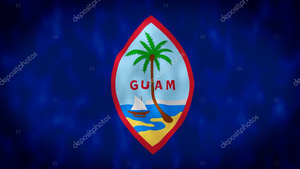 Bandera de Guam está agitando la animación 3D. Goma del este ondeando ...