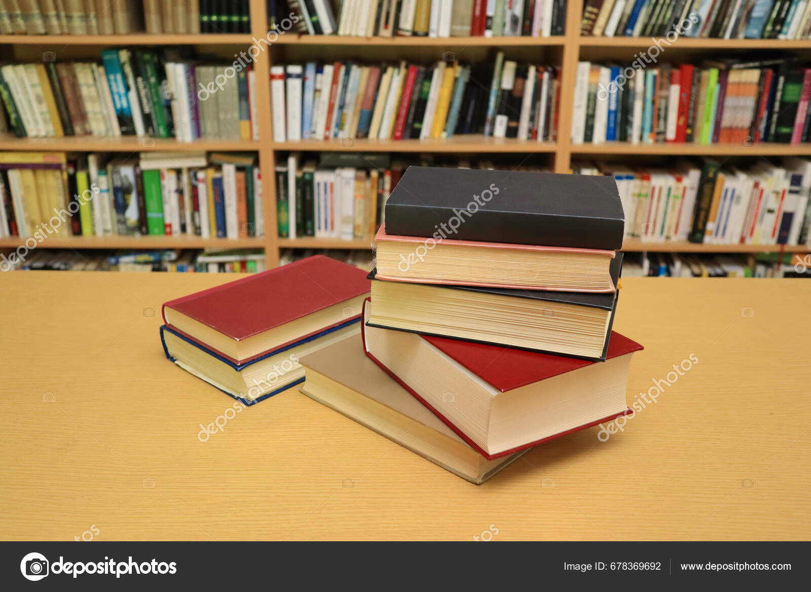Stack Books Table Library — Stock Photo © JureDivich #678369692