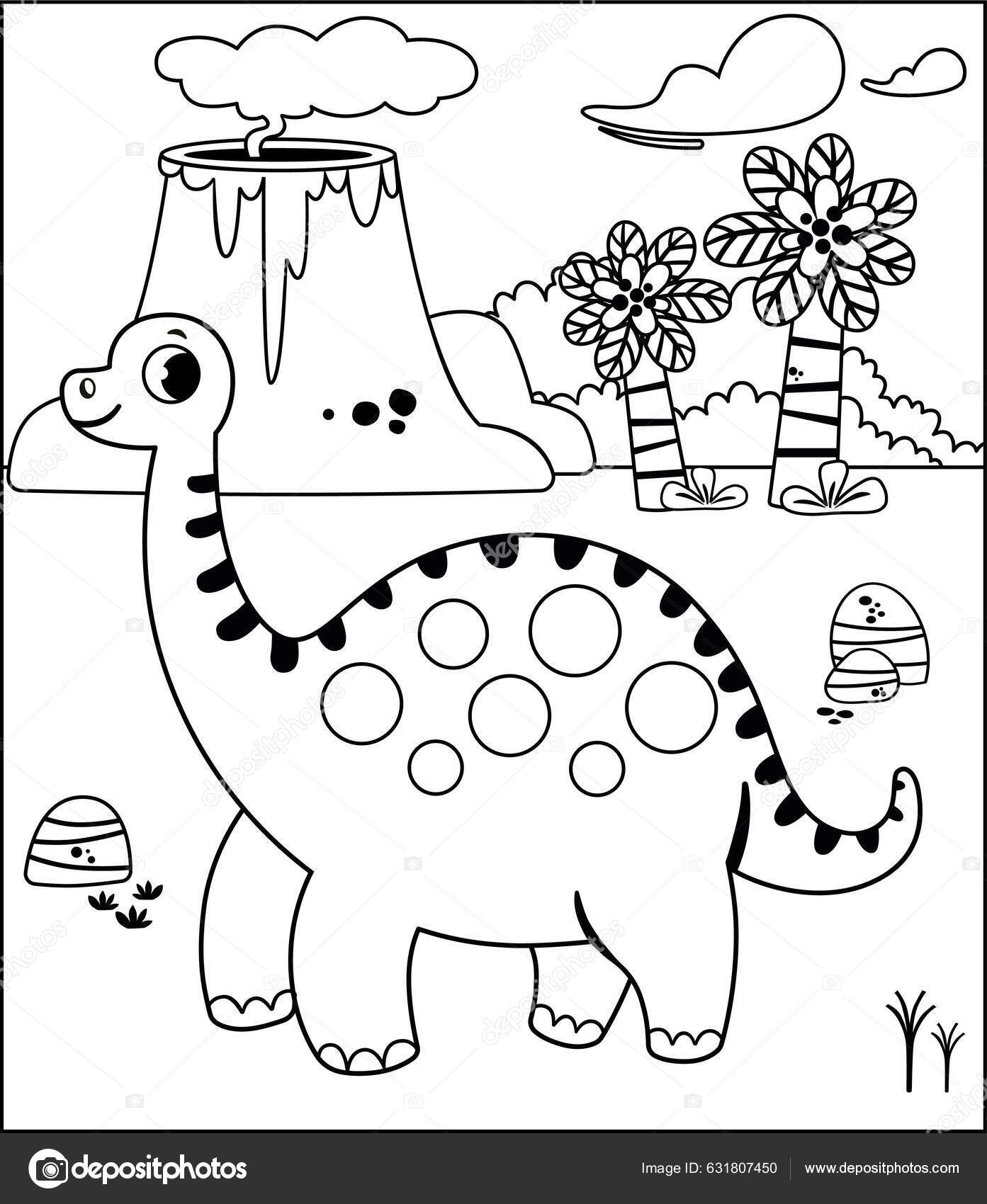 Painting Activity Dinosaur Theme Children Vector Illustration Stock ...