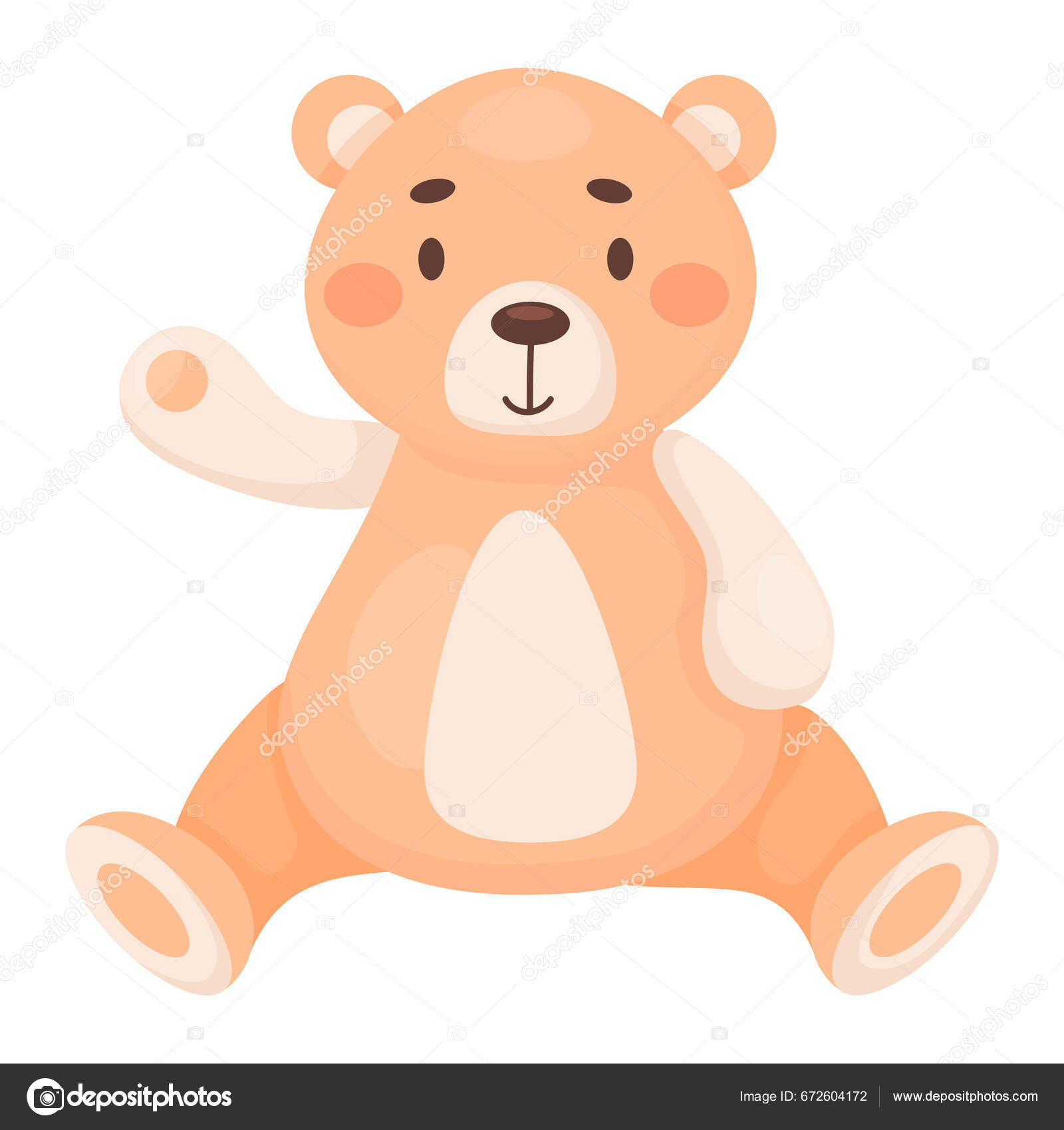 Children Toy Cute Teddy Bear Sitting Bear Cub Waves Its Stock Vector by ...