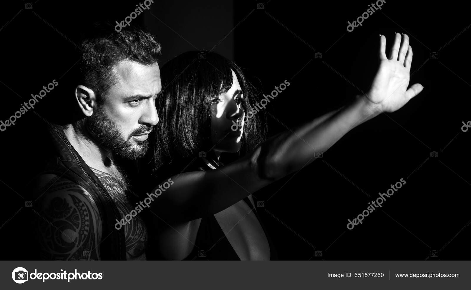 Sexy Couple Love Shadow Face Hand — Stock Photo © Tverdohlib.com #651577260