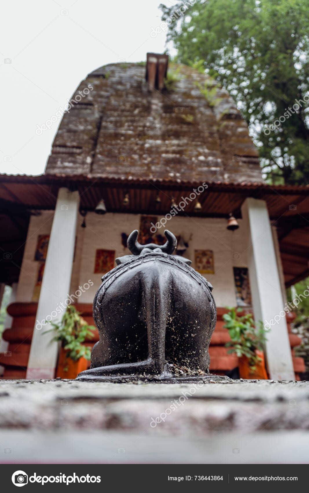 Aug2Nd2024 Uttarakhand India Nandi Bull Statue Premises Bineshwar ...