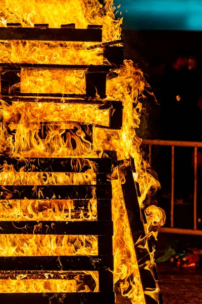 Fire bonfires with pallets, embers and embers for the celebration of ...
