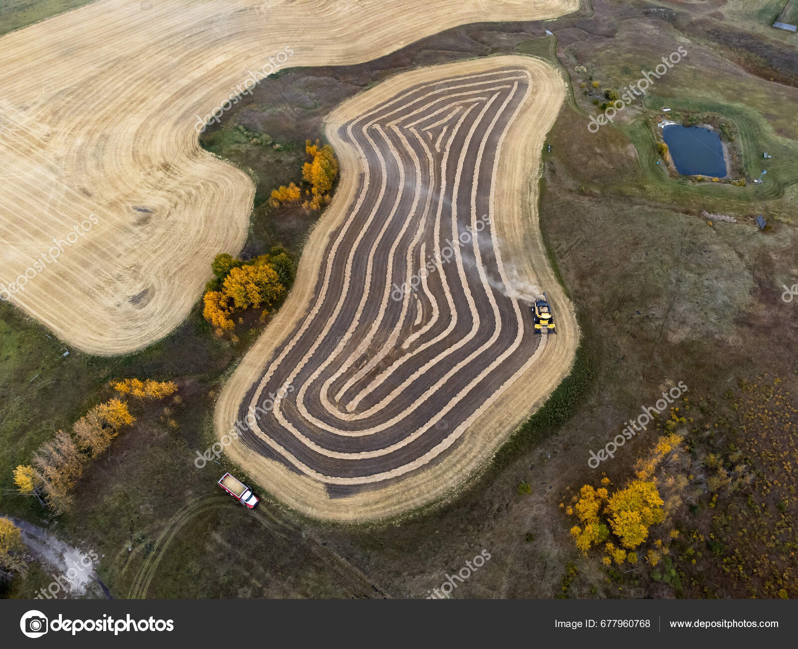 Rocky View County Alberta Canada September 2023 Aerial Combine ...
