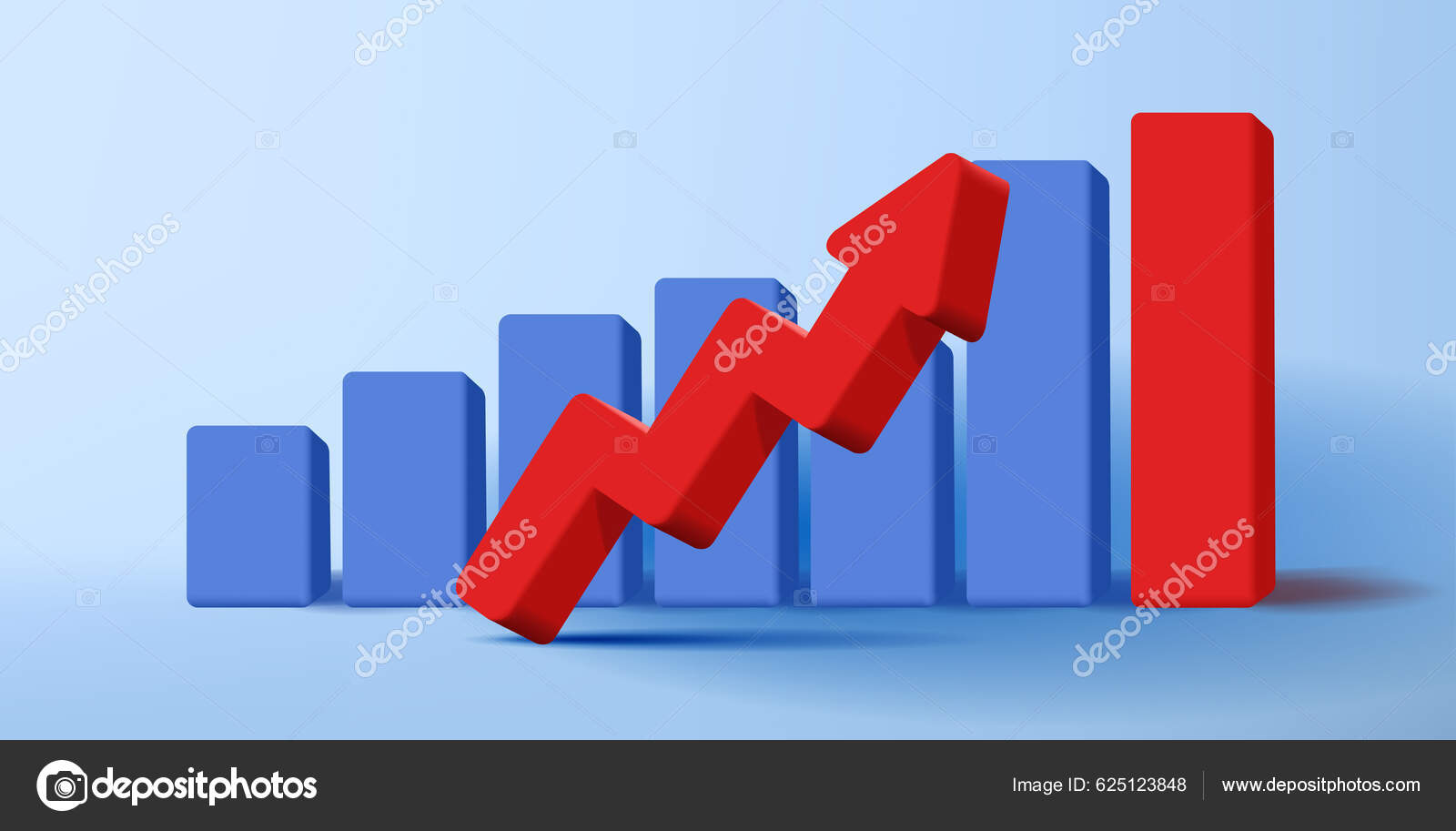 Composition Bar Chart Volume Red Arrow Business Strategy Investment ...