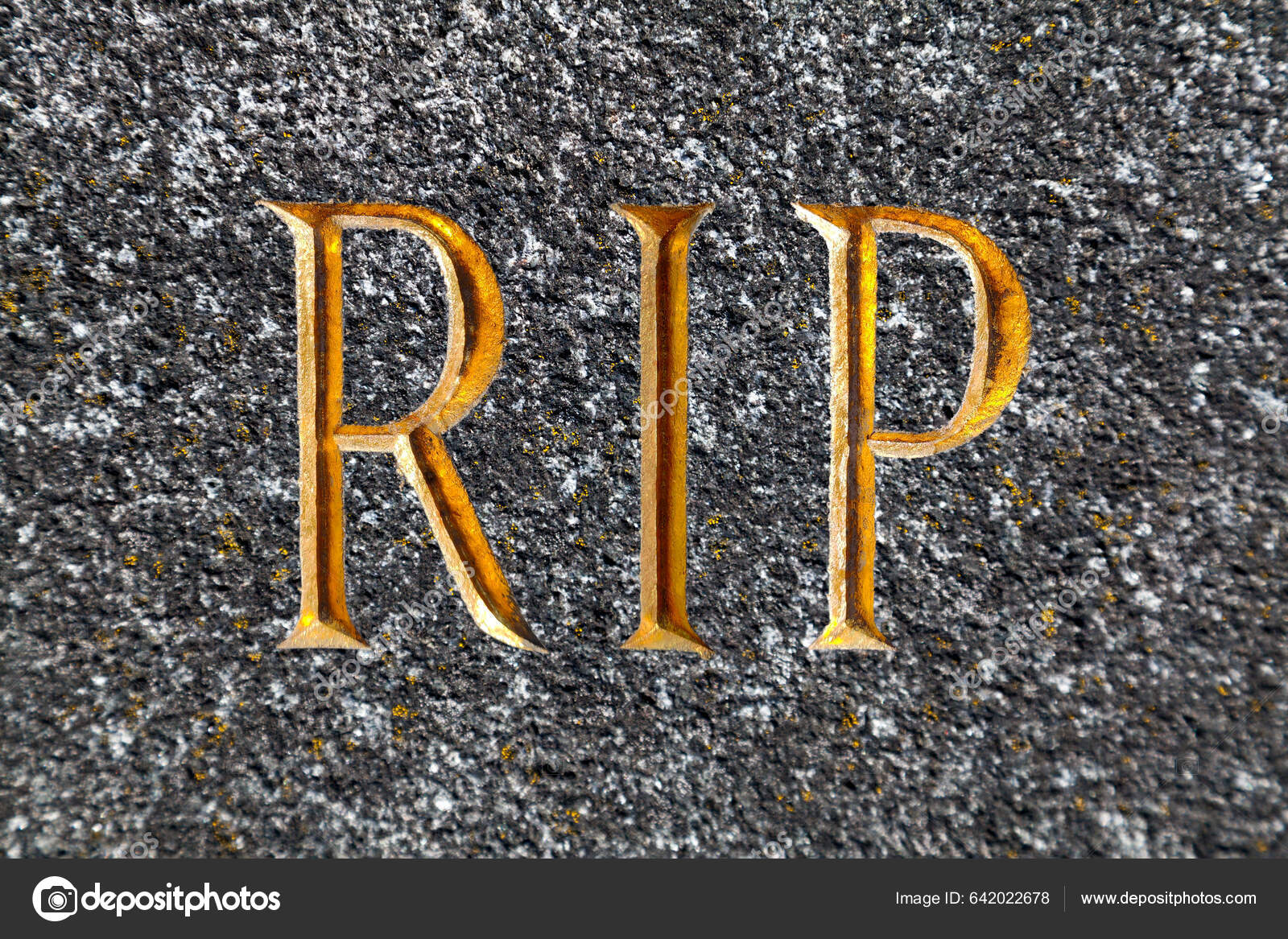 Close Acronym Rip Rest Peace Engraved Gilded Granite Tombstone — Stock ...