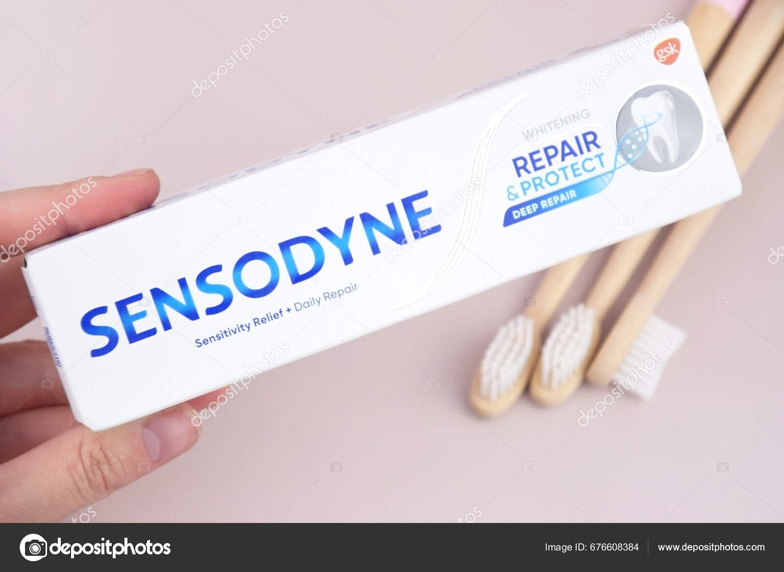 Kharkiv Ukraine August 2023 Box Sensodyne Toothpaste Light Background ...