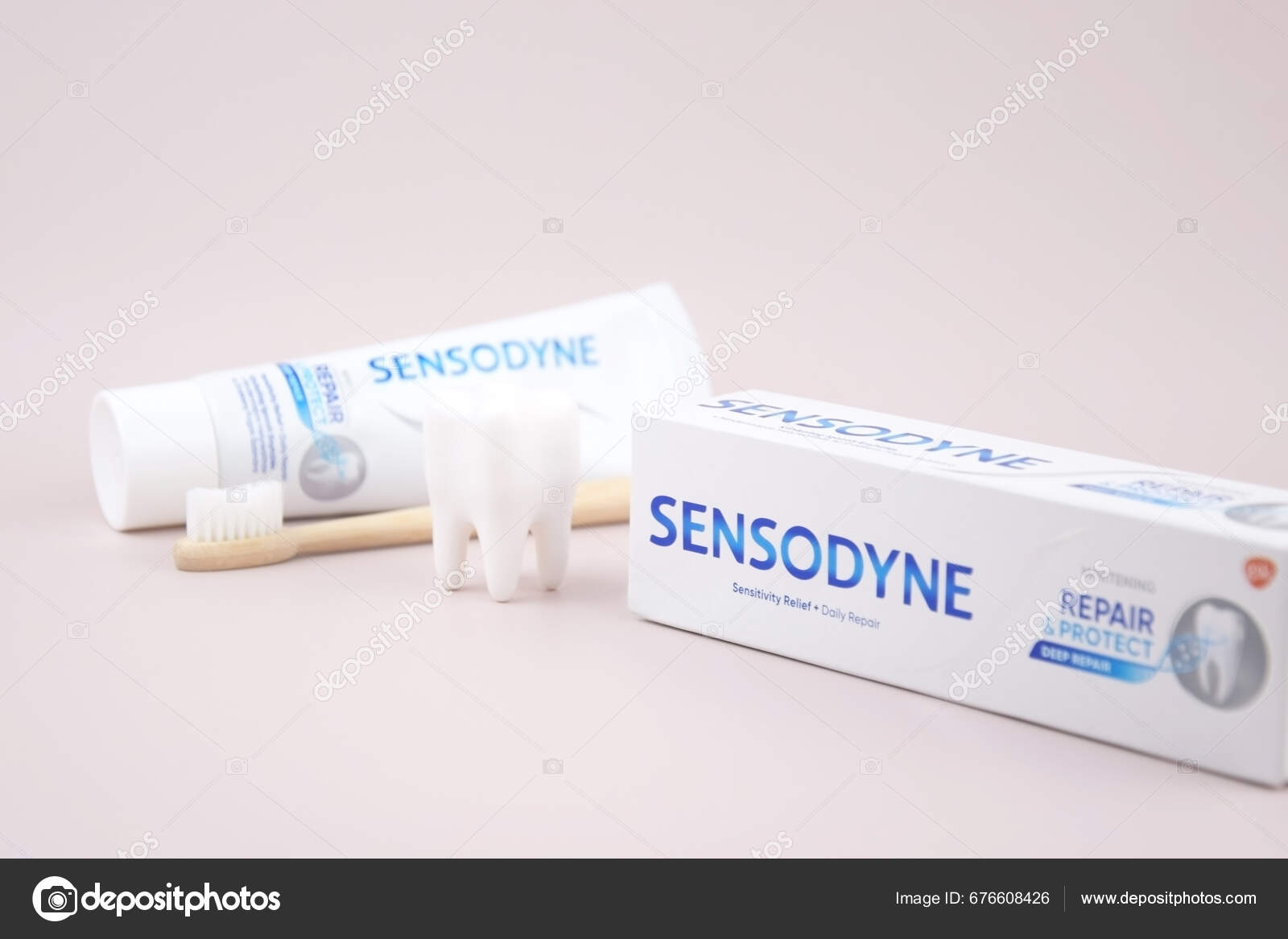 Kharkiv Ukraine August 2023 Box Sensodyne Toothpaste Light Background ...