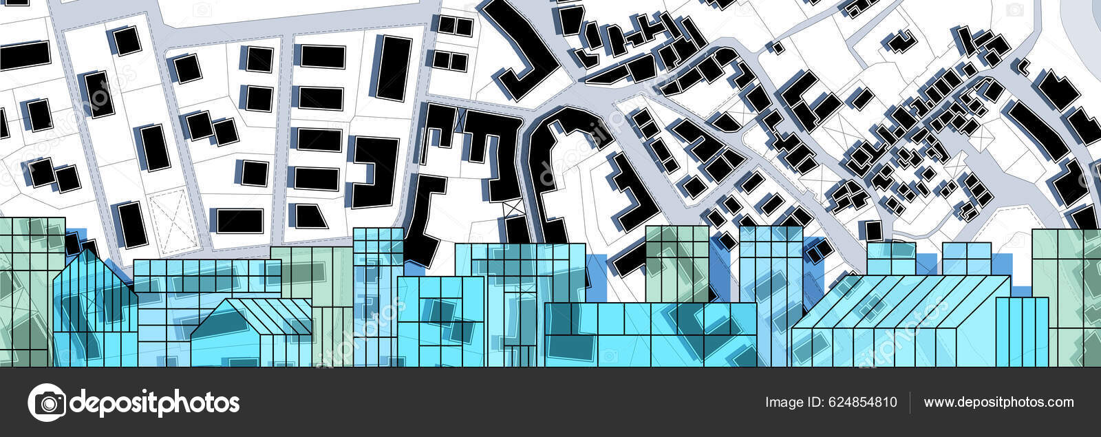 Imaginary Cadastral Map Territory Buildings Roads Buildable Areas Land ...