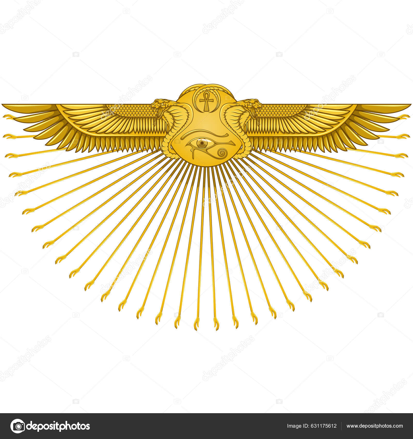 Vector Design Winged Sun Cobras Symbol Ancient Egypt Winged Sun Stock ...