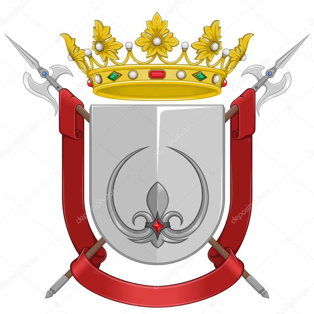 Middle ages heraldic shield vector design, coat of arms with fleur de ...