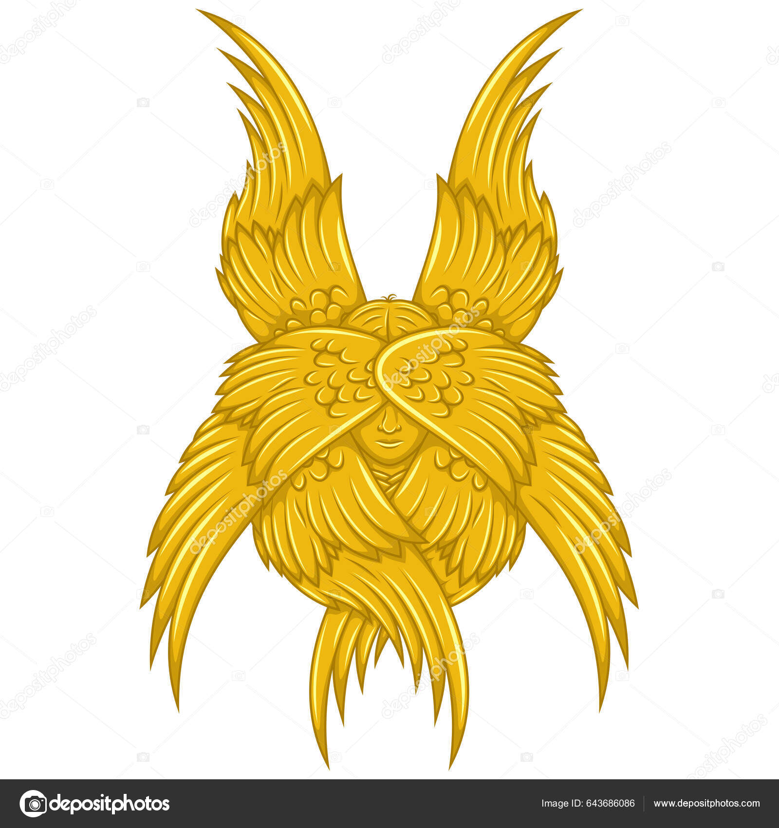 Vector Design Seraph Six Wings Angelic Face Catholic Religion Archangel ...