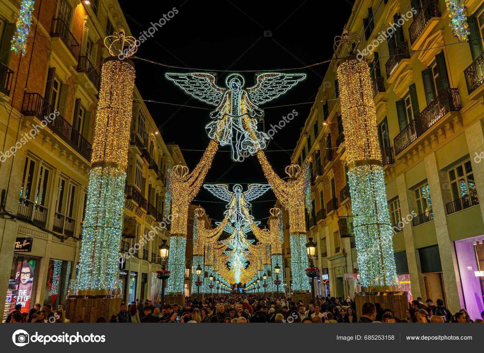 Malaga Spain December 2022 Christmas Decorations Marqus Larios Street ...