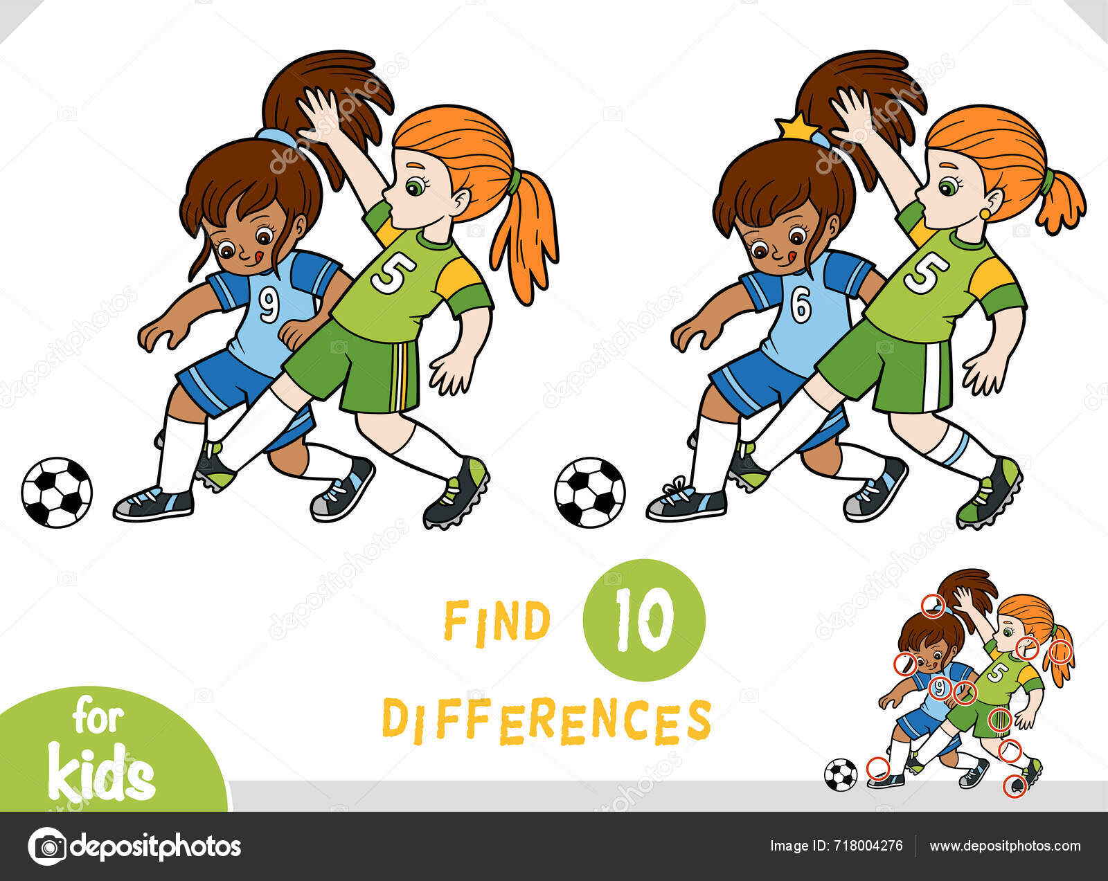 Encontrar Diferencias Juego Educativo Para Niños Dos Niñas Jugando ...