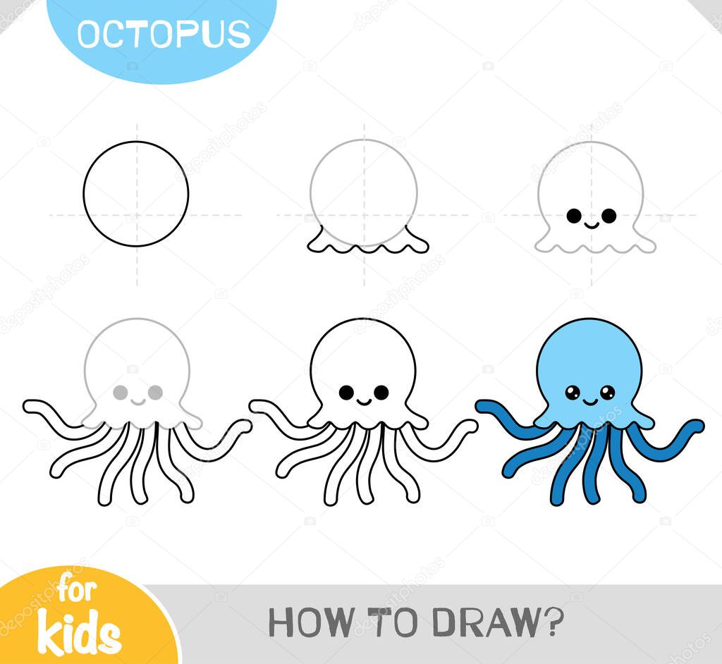 Cómo dibujar pulpo para niños. Tutorial de dibujo paso a paso. Una guía ...