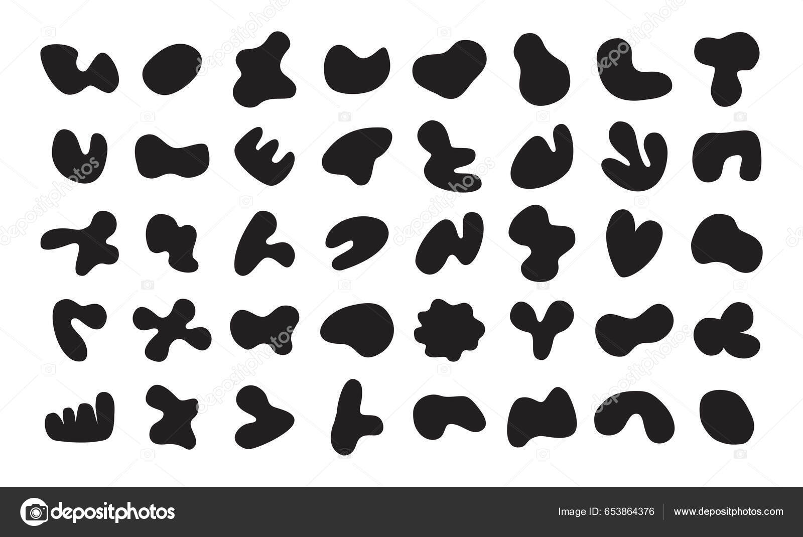 Black Silhouette Abstract Irregular Odd Random Blobs Curvy Stone Shapes Stock Vector by ...