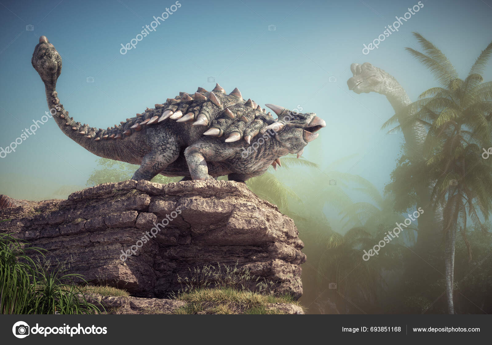 Ankylosaurus Nature Render Illustration Stock Photo by ©orlaimagen ...