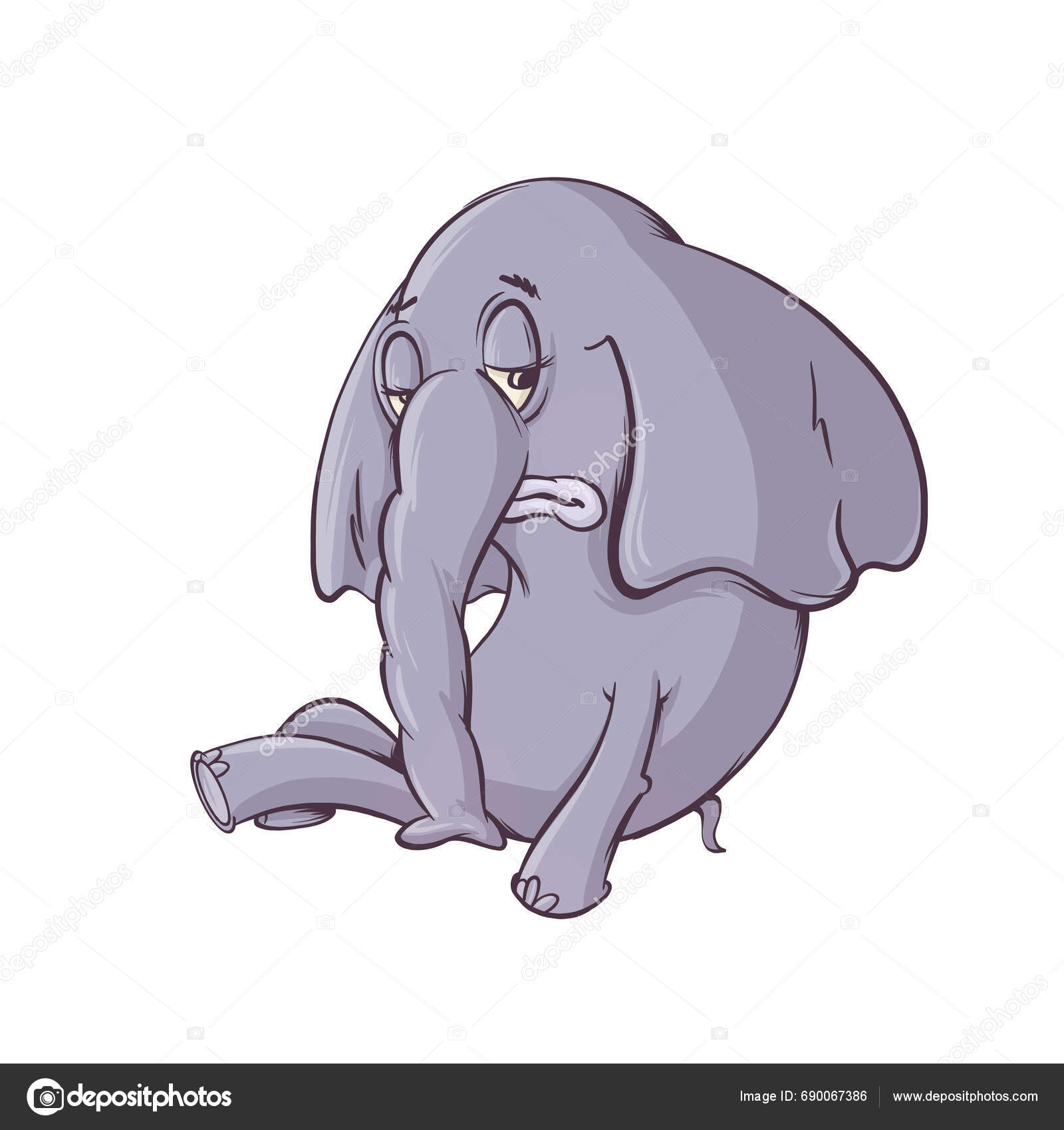 Forlorn Elephant Sits Trunk Drooping Ears Downcast Eyes Half Closed ...