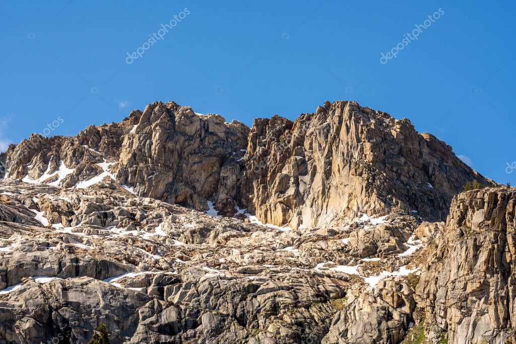 Looking up at Alta Peak and Ridge Line in Sequoia Mountains in summer 2024