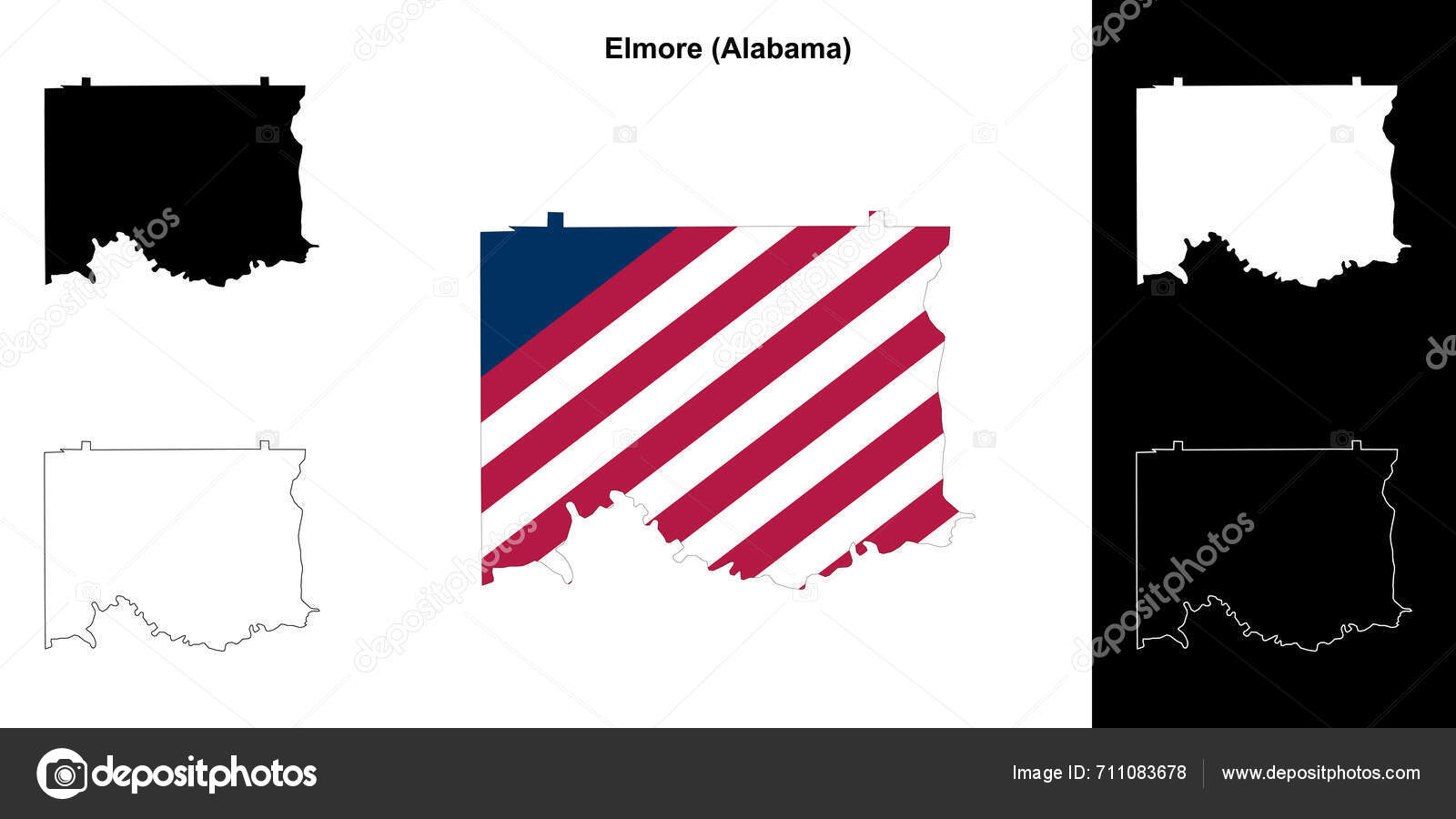 Elmore County Outline Map Set Stock Vector by ©davidzydd 711083678