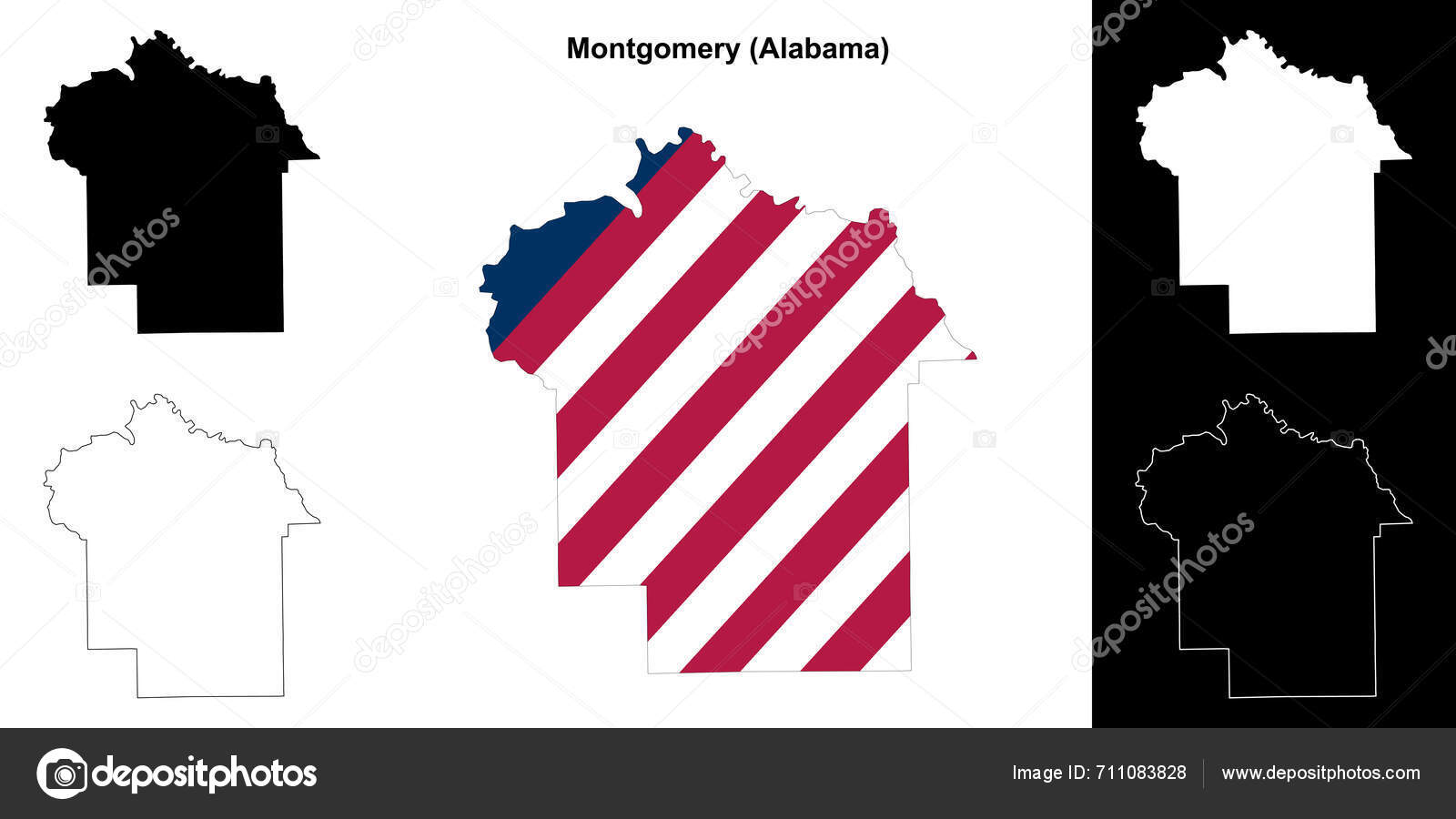 Montgomery Conjunto Mapas Contorno Del Condado Vector De Stock Por