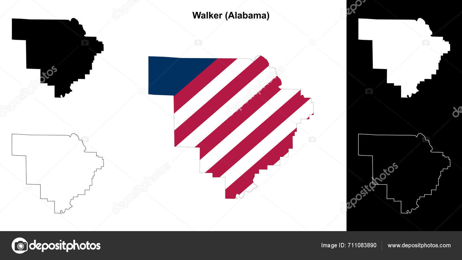 Walker County Outline Map Set Stock Vector by ©davidzydd 711083890