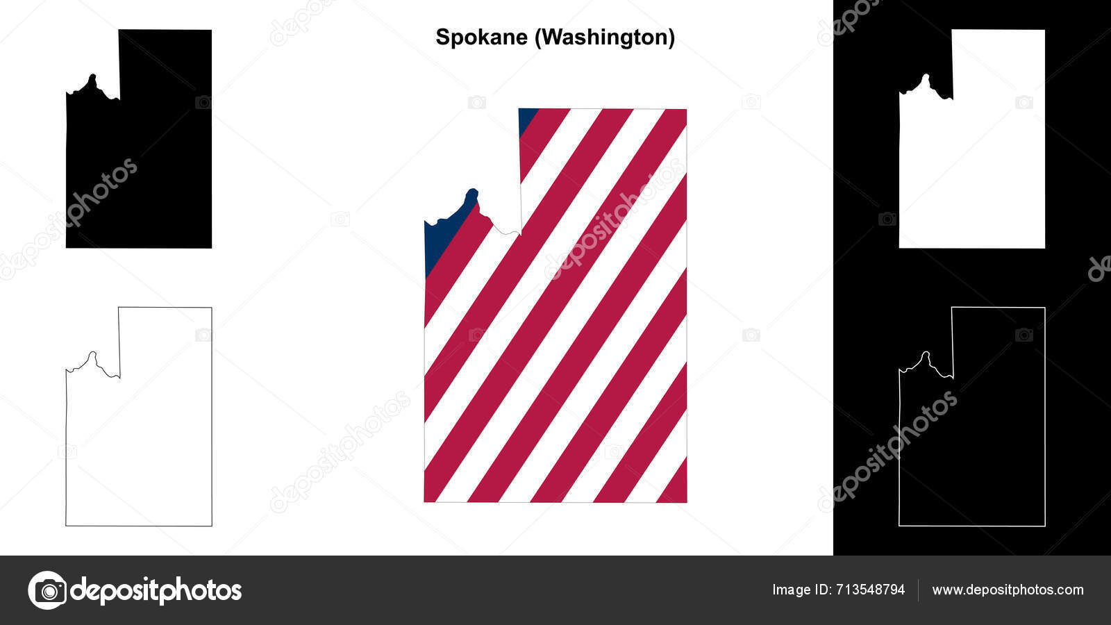 Spokane County Washington Outline Map Set Stock Vector by ©davidzydd ...