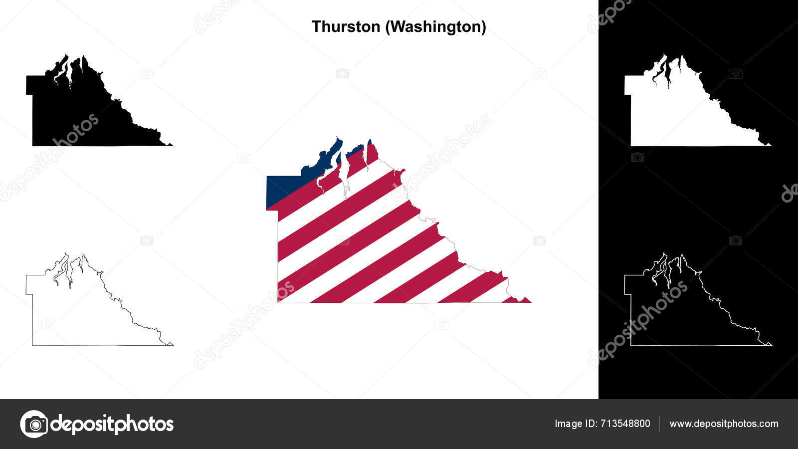 Thurston County Washington Outline Map Set Stock Vector by ©davidzydd ...