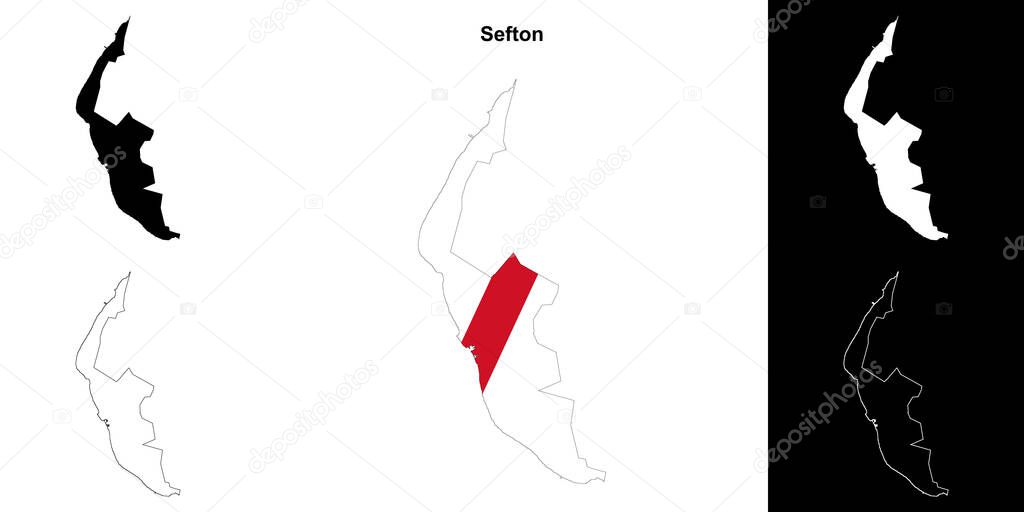 Sefton en blanco esquema mapa conjunto 2024