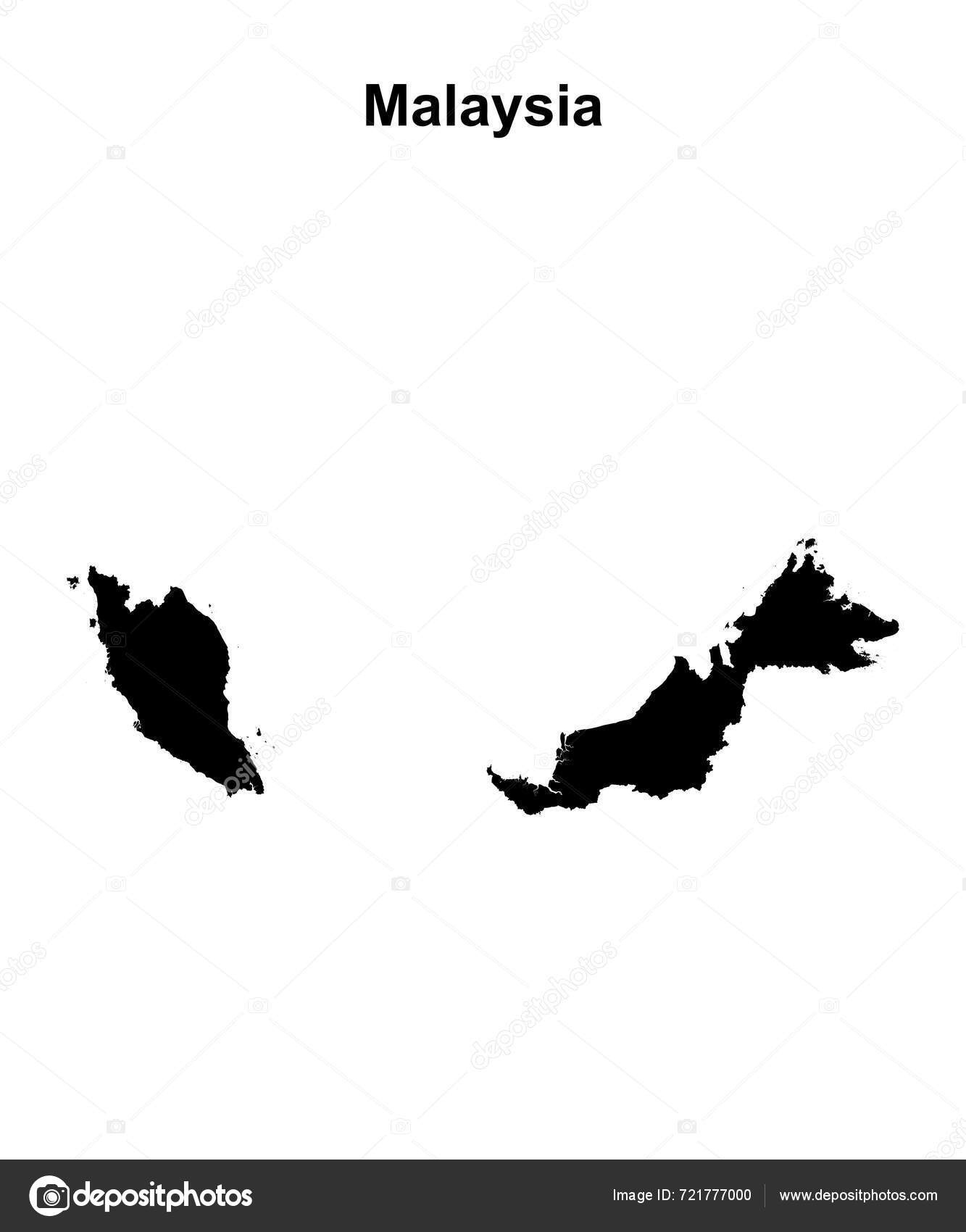 Malaysia Blank Outline Map Design Stock Vector by ©davidzydd 721777000