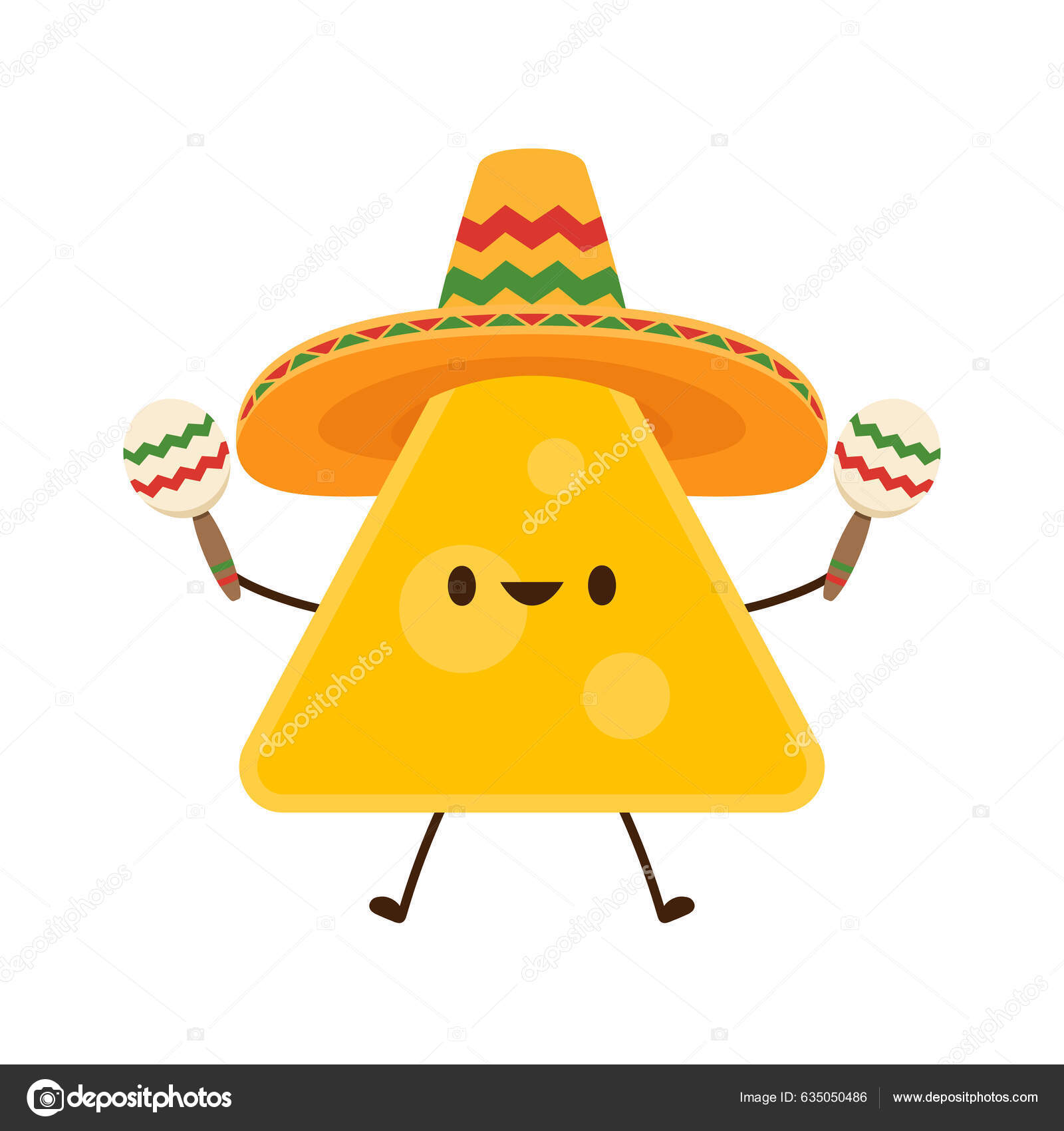 Nacho Character Design Nachos White Background Mexican Hat Stock Vector ...
