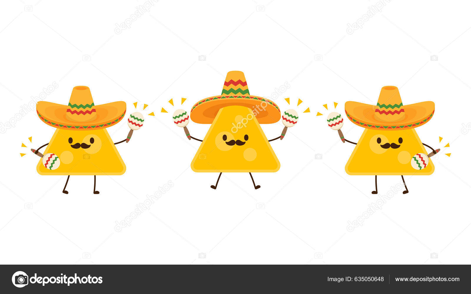 Nacho Character Design Nachos White Background Mexican Hat Stock Vector ...
