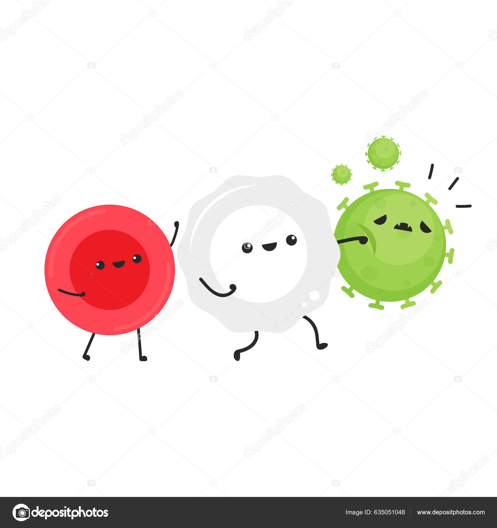 White Blood Cell Bacteria Character Design White Blood Cell White Stock ...