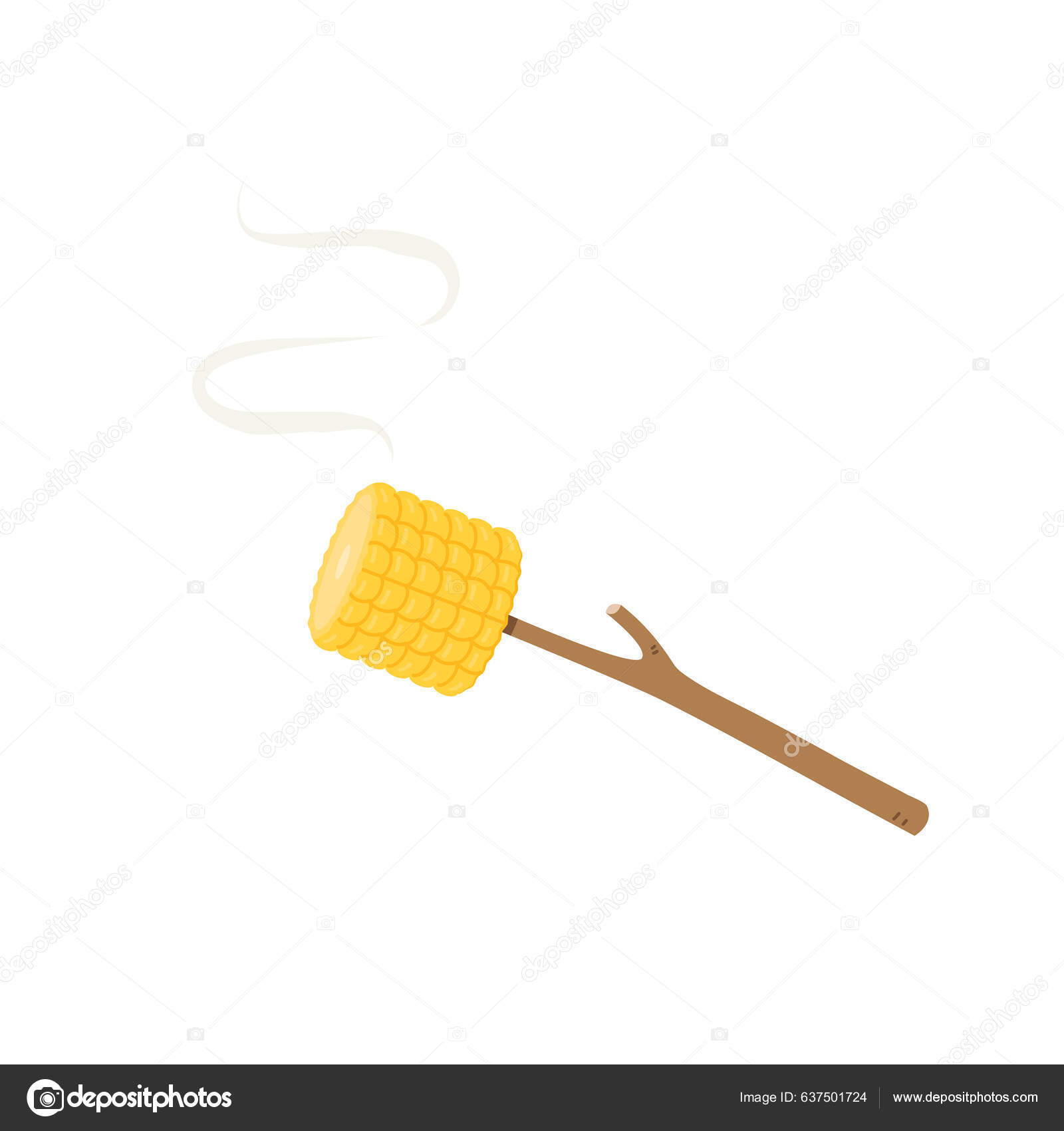 Corn Vector Yellow Corn Stabbed Vector Corn Stick Vector Stock Vector ...