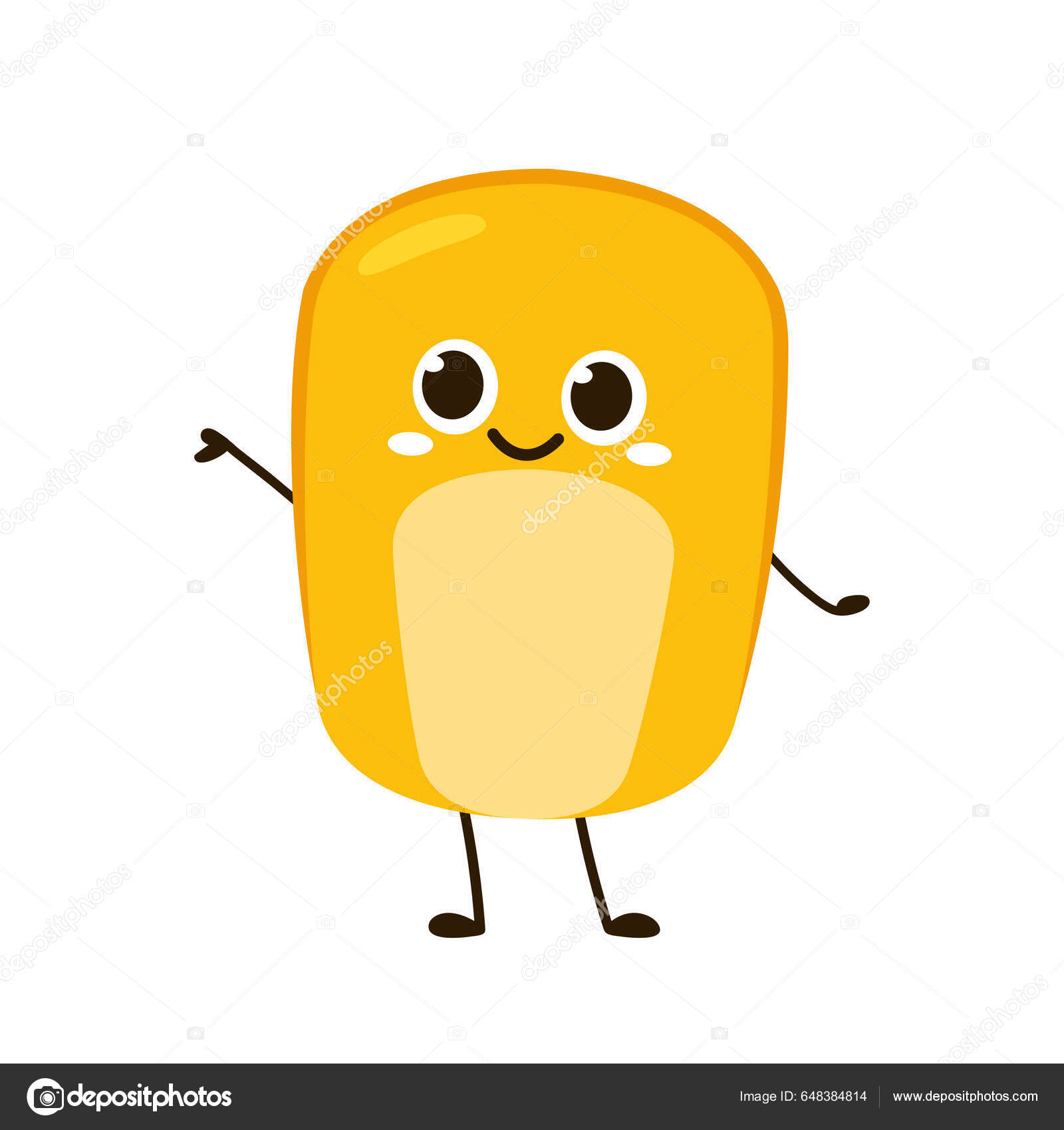 Corn Kernels Mascot Food Cartoon Illustration Different Facial ...