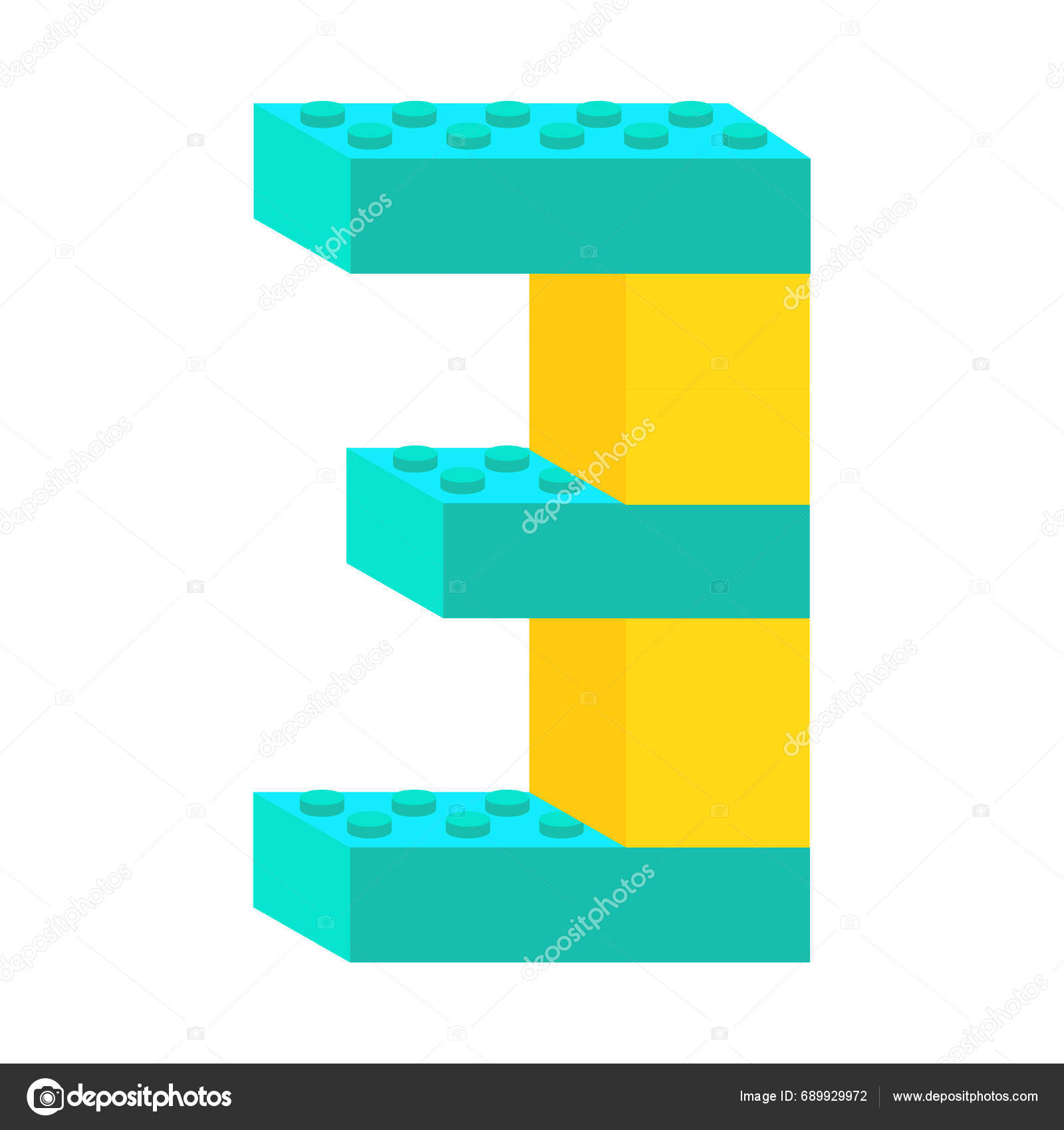 Three Built Colorful Plastic Building Blocks Plastic Constructor Vector ...