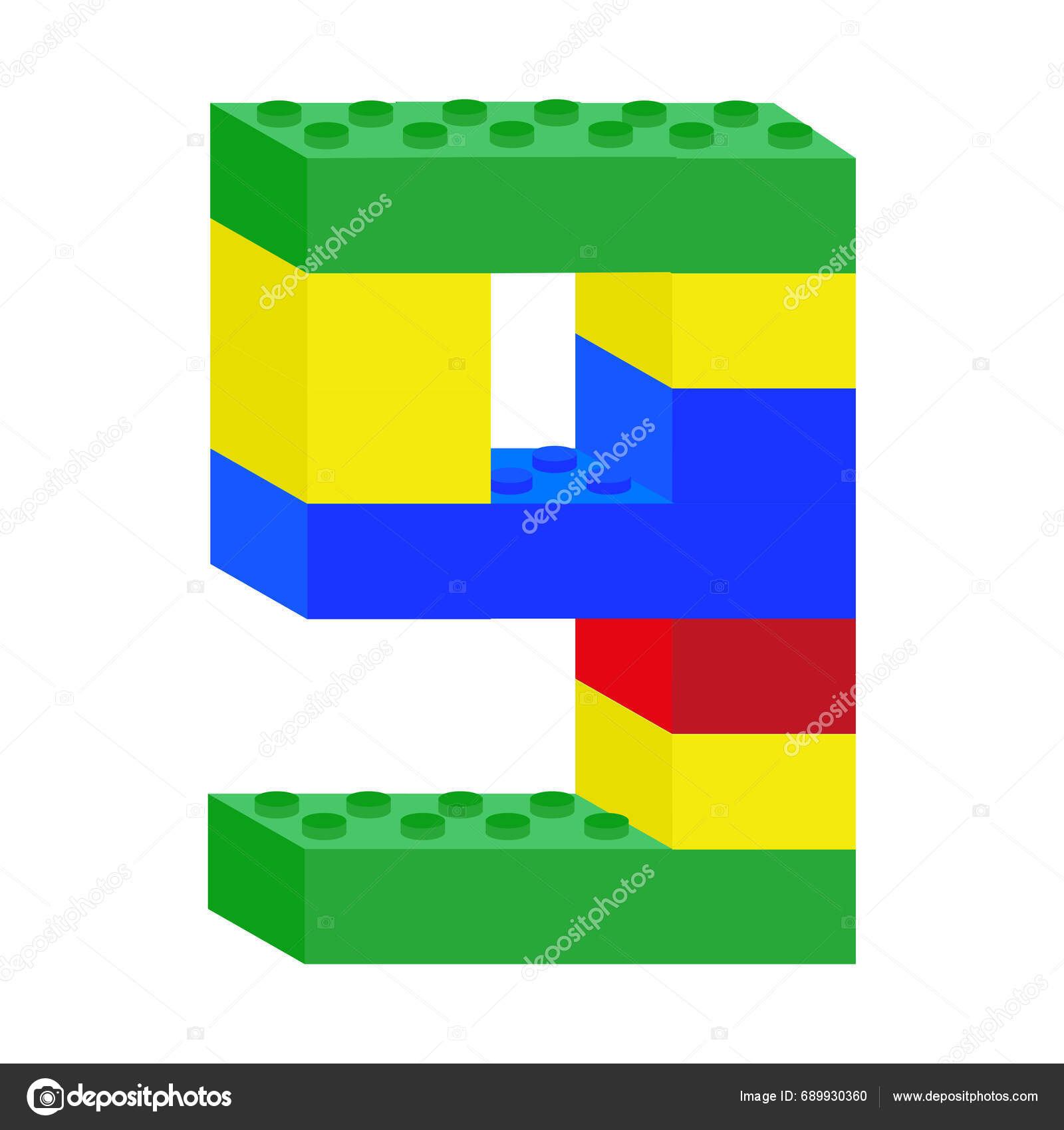 Nine Built Colorful Plastic Building Blocks Plastic Constructor Vector ...