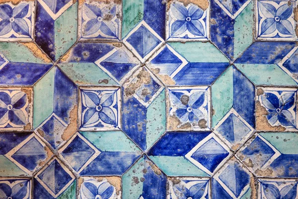 Blue diamond shaped patterned old Italian tile with a unique pattern ...