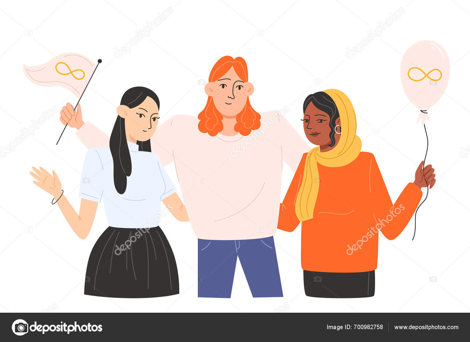 Group People Standing Together Symbols Autism Awareness Day Stock ...