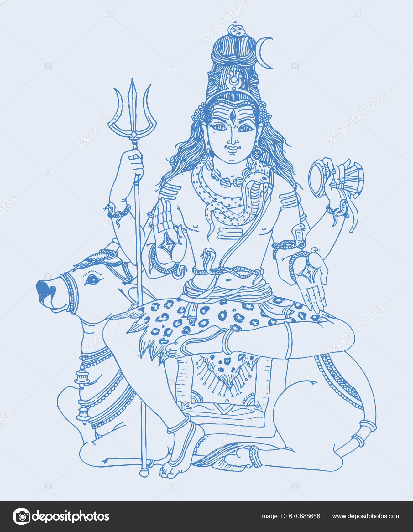 Vector Outline Illustration Hindu God Lord Shiva His Material Using ...